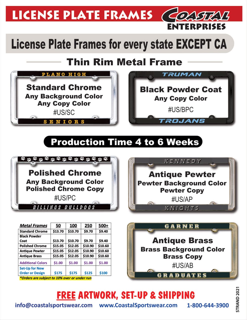 License Plate Frames | PE Clothes & PE Uniforms | Coastal Enterprises