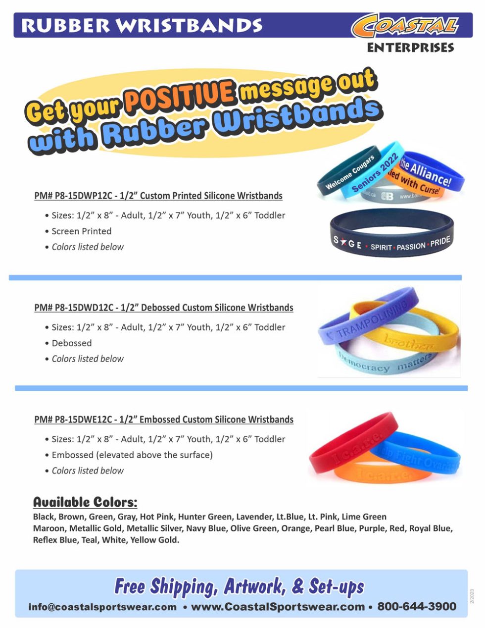 Rubber Wristbands - PE Clothes & PE Uniforms | Coastal Enterprises